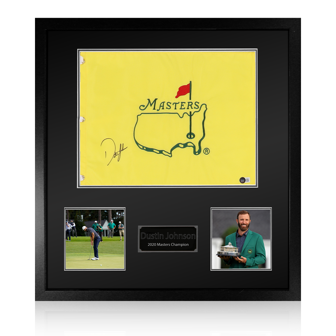 Dustin Johnson Signed Masters Tournament Pin Flag Display (Beckett ...