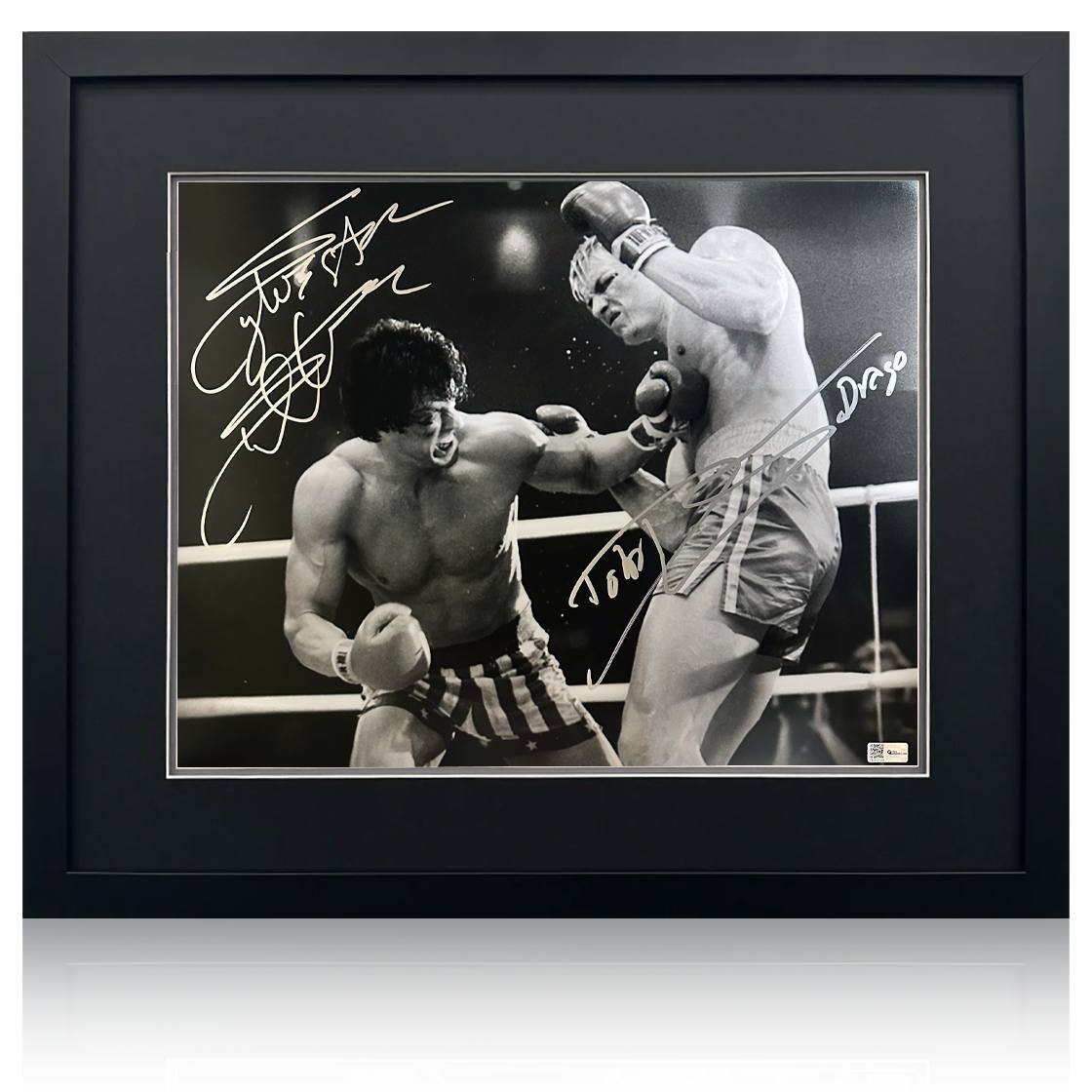 Sylvester Stallone & Dolph Lundgren Signed Rocky Deluxe Mount Frame (O ...