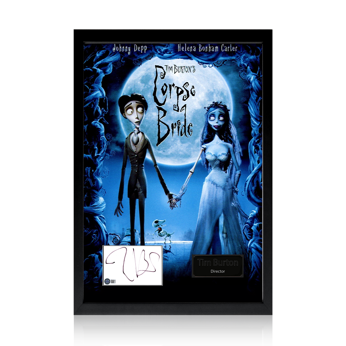 Tim Burton Signed Corpse Bride Index Card Iconic Frame (AFTAL Authenti ...
