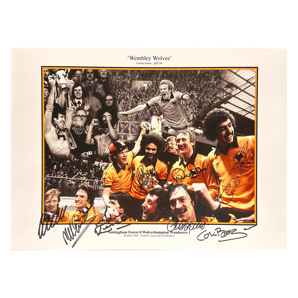 Wolverhampton Wanderers Squad Signed by 8 1980 Leauge Cup Montage 16x1 ...
